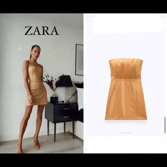 Zara | Dresses | Zara Caramel Faux Leather Dress | Poshmark